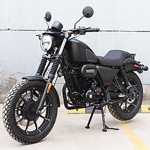 250cc Motorcycle Retro Bike, 5spd Manual Transmission (Black)