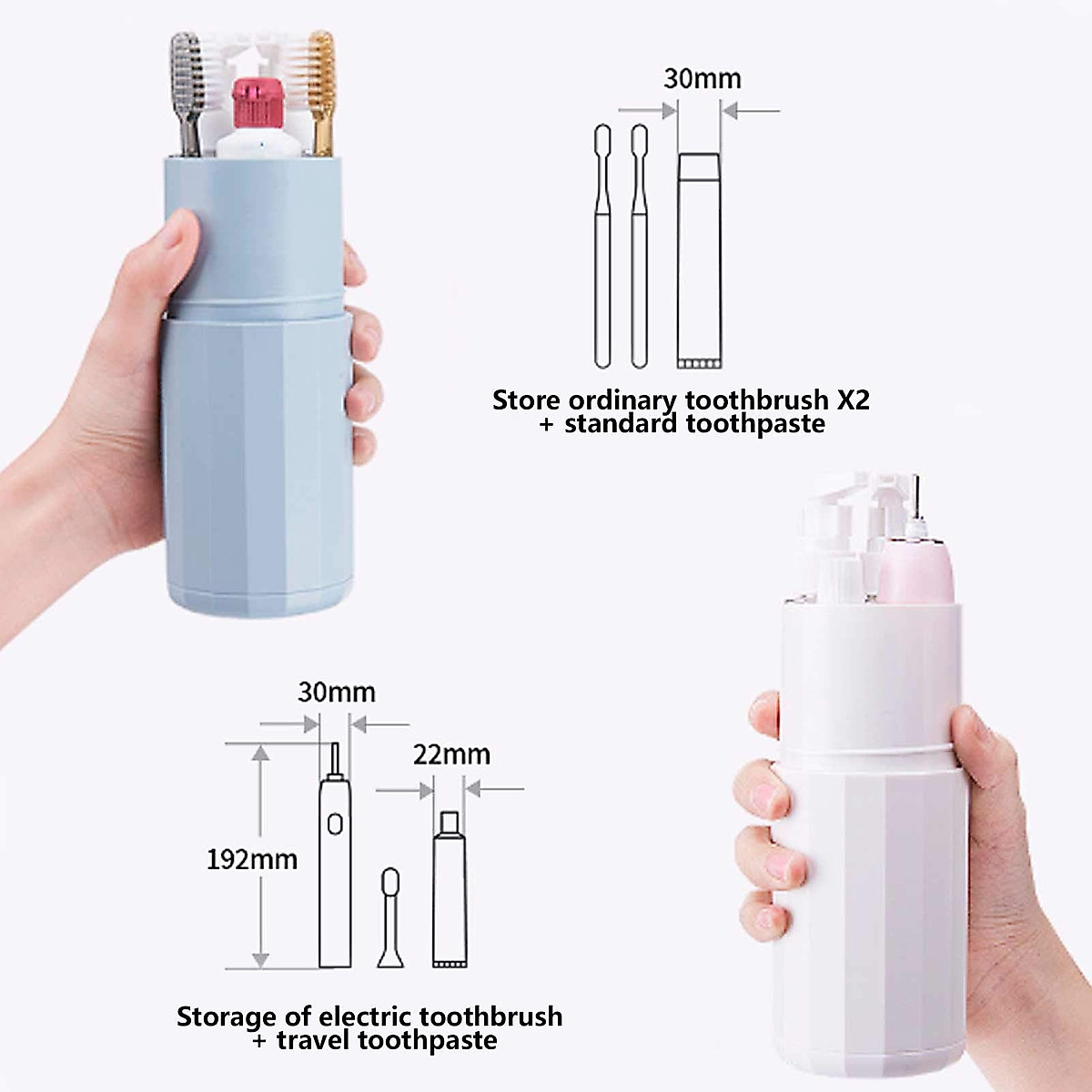 Garosa Toothbrush Cup Travel Portable Toothbrush Holder Multifunction Travel Cup Organizer Including 300ml Tooth Cup 45ml 30ml Travel Bottle for Traveling Camping Business Trip School