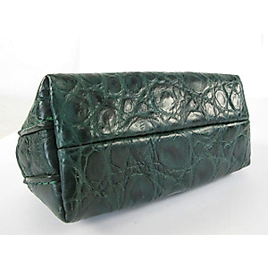 PELGIO Genuine Crocodile Skin Leather Zip Around Coins Pocket Purse Key Ring Wallet (Fir Green)