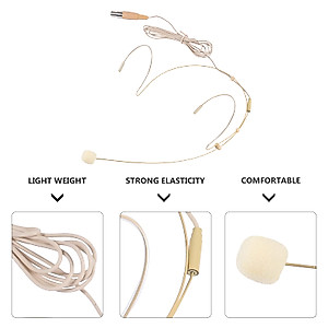 FAVOMOTO 2PCS Microphone Headset Mic, USB Headphones Microphone Discreet Headworn Earset Flexible Wired Microphone over Ear Hanging Mic Computer Speakers for Lectures Performance Theater Podcasts