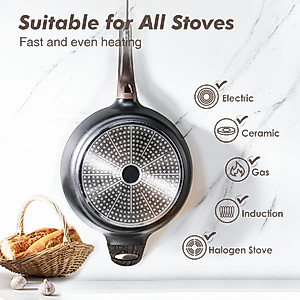 SENSARTE Nonstick Frying Pan Skillet with Lid, 12 Inch Large Deep Frying Pan, 5 Qt Non Stick Saute Pan with Cover, Induction Pan, Healthy Non Toxic Cooking Pan with Helper Handle, PFOA PFOS Free