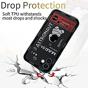 JHLZSST for iPhone 12 Cute Case, Cool Cartoon Space Rocket Design Stylish Bumper Soft TPU Rubber Protective Anti-Slip Shockproof Fashion Case Man Women，Black