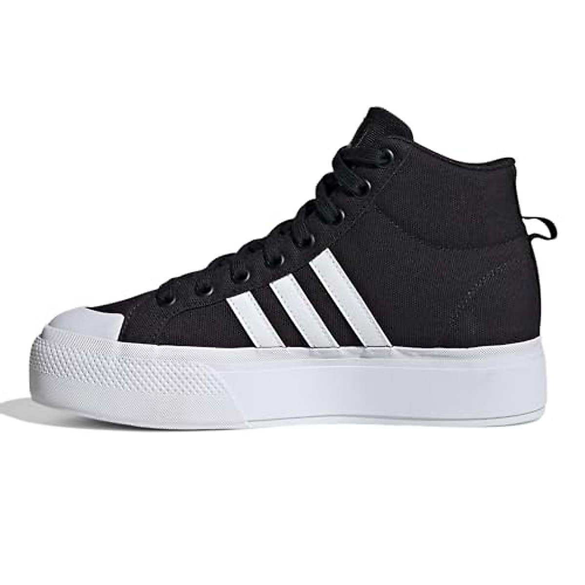 adidas Women's Bravada 2.0 Mid Platform Skate Shoe, Core Black/White/Core Black, 9.5