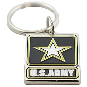 EEC, Inc. US Army Logo Keychain Patriotic Key Ring Military Gifts for Men Women Veterans, Black, 1 1/2" by 1 1/4"