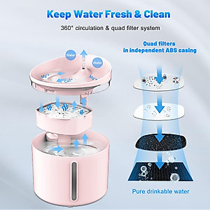 Cat Feeder and Water Dispenser, Automatic Cat Feeder with app and Water Dispenser in Set 2 Packs for Small Medium Pets Puppy Kitten (Pink)