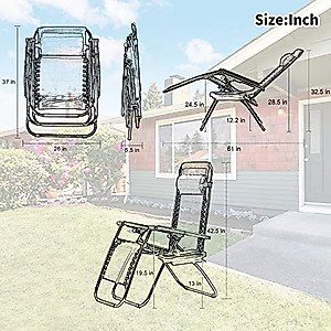 Zero Gravity Chair, Outdoor Folding Adjustable Lounge Chair Chaise 250Lbs Weight Capacity Recliner with Cup Holder Tray and Pillows for Patio, Pool, Beach, Lawn, Deck, Yard - Set of 2 - Blue