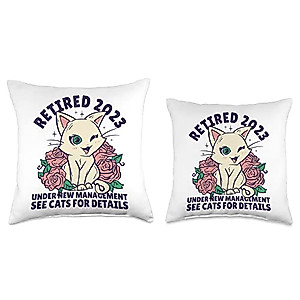 Retirement Cat Lover Gifts For Women 2023 2023 Cute Funny Retirement Women Pet Cats Lover Throw Pillow, 16x16, Multicolor