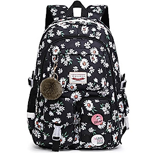 Makukke Backpack for Grils Women, 15.6 Inch Laptop School Bag Elementary College Bookbag Anti Theft Daypack for Women Students(Black)