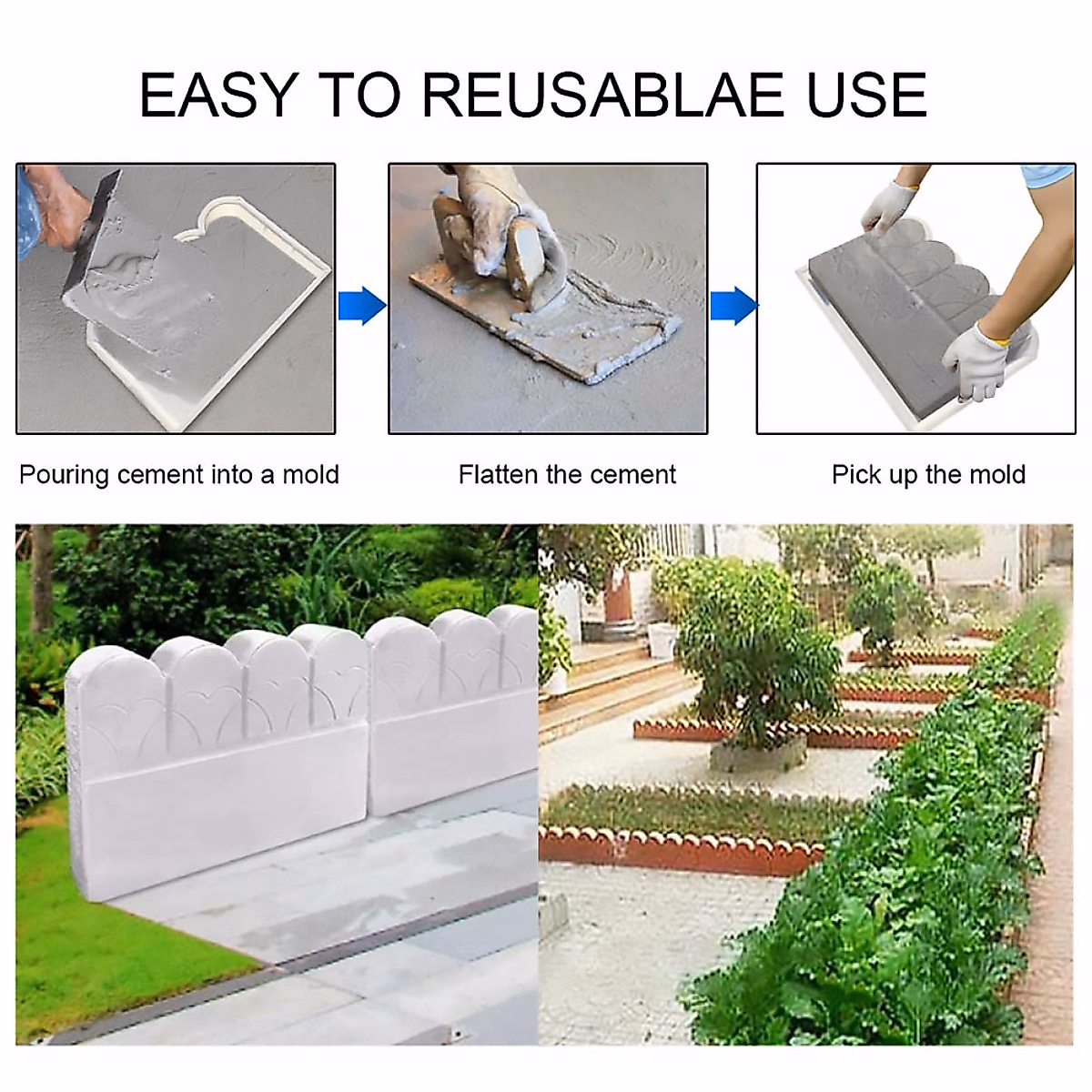 HANABASS Concrete Molds Concrete Molds Fence Maker Garden Fencing Brick Garden Edging Border Landscape Edging Border Lawn Edgings Simulated Brick Plastic Concrete Mold Molds Outdoor Playpen
