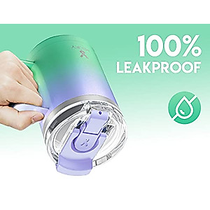 Meoky 14oz Insulated Coffee Mug with Lid and Handle, 100% Leak Proof Stainless Steel Coffee Cup with Tritan Lid, Double Wall Vacuum Coffee Tumbler with Handle (Fairyland)