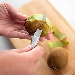 Rada Cutlery Curved Paring Knife Stainless Steel Blade With Aluminum Made in USA, 6-1/8 Inch, Silver handle