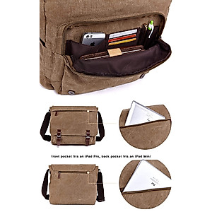Sechunk Canvas Leather Messenger Bag Shoulder bag Cross body bag Crossbody large for men boy girl