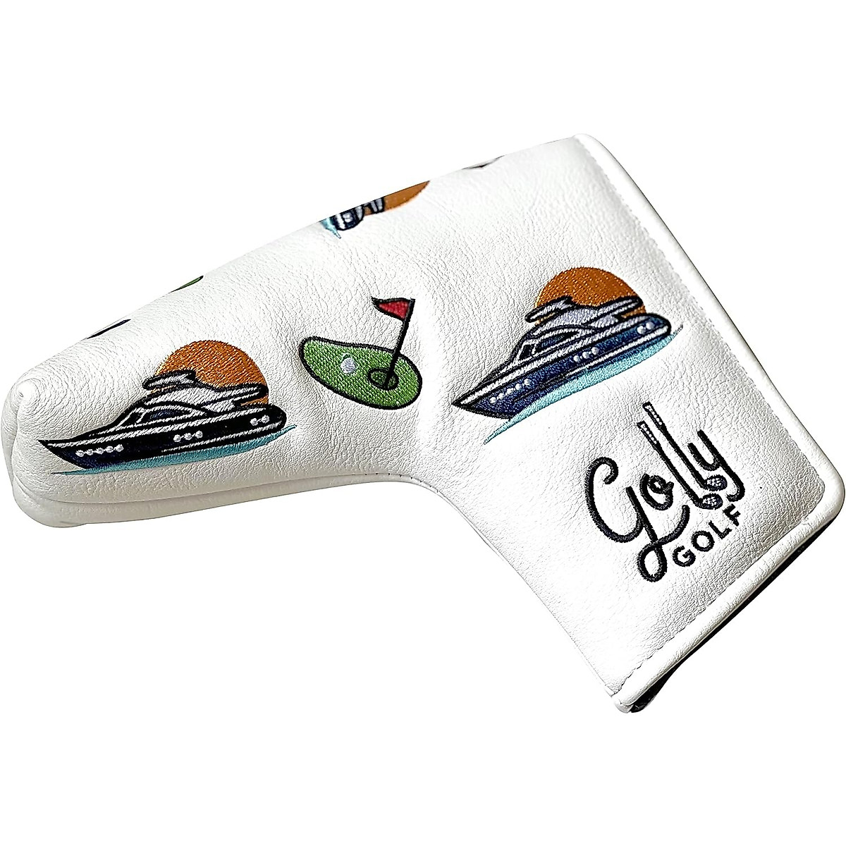 Blade Putter Cover by Golly Golf - JUST RELEASED - Tour Quality Putter Cover - Scotland Weather Tested - Premium Leather - BOATS & HOLES EDITION - Putter Protection + Strong Magnetic Closure