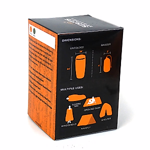 Sirius Survival Bivvy Emergency Sleeping Bag - Lightweight & Compact - Waterproof, Thermal, Emergency Blanket - Mylar Sleeping Bag in Portable Drawstring Sack - Orange