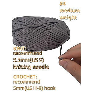 Moon Waves Yarn for Crocheting and Knitting Cotton-Nylon Blend Yarn Great for Beginners Easy to See Stitches (Dark Grey)