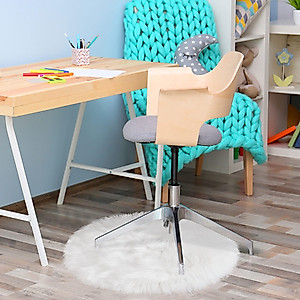 uxcell Faux Fur Round Rug,Fluffy Area Mat,Fluff Rugs for Bedroom Floor Sofa Living Room 2 x 2 Feet Snow White