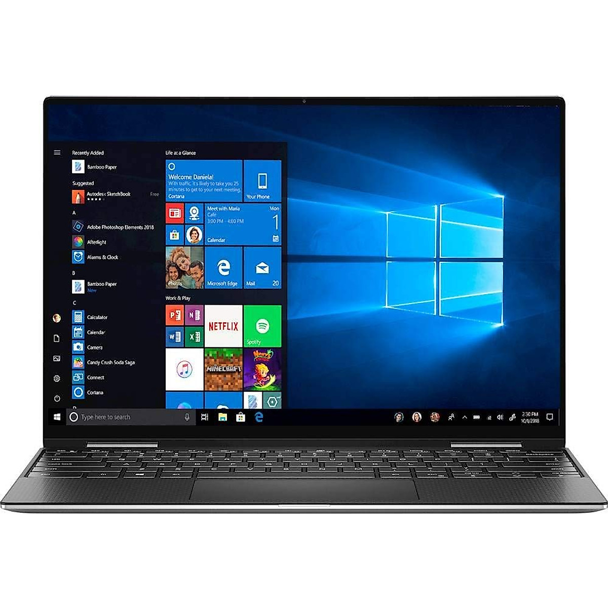 Dell XPS 13 7390 13.4-inch FHD+ Touchscreen 256GB SSD 10th Gen i7 2-in-1 Laptop (8GB RAM, i7-1065G7, Fingerprint Reader, Windows 10 Home) Platinum Silver