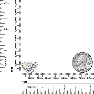 Gem Stone King 925 Sterling Silver and 10K Yellow Gold Cushion 10MM Gemstone Birthstone and Round 4MM White Moissanite 3 Stone Ring For Women Available In Size 5, 6, 7, 8, 9