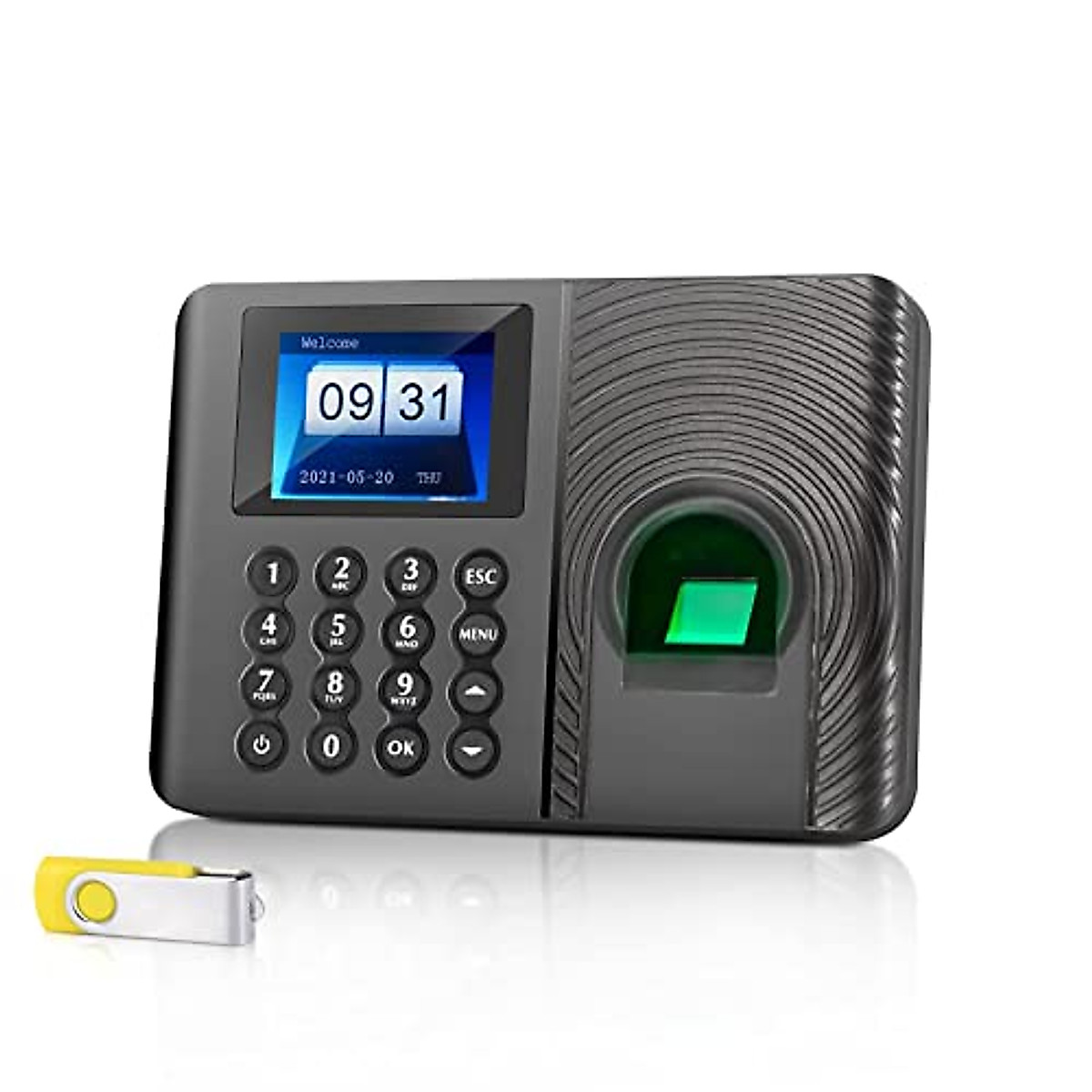 JIAN BOLAND Fingerprint Time Clock, Time Clocks for Employees Small Business, Clock in and Out Machine for Employees with Fingerprint, PIN No Monthly Fees with 8G U-Disk