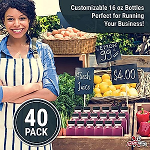 Professional Grade Empty 16.9 Oz Plastic Juice Bottles with Black Caps 20 Pk for Orange, Apple, Cranberry and Other Fruit Juices, Smoothies or Beverage Blends. Reusable PET Drink Juicing Container.