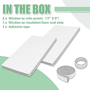 Memrita Window AC Side Panels for Indoor Air Conditioner Unit,Window Air Conditioner Surround Insulation Foam Panel Kit with Foam Seal Strip,Window AC Foam Panels for Summer and Winter