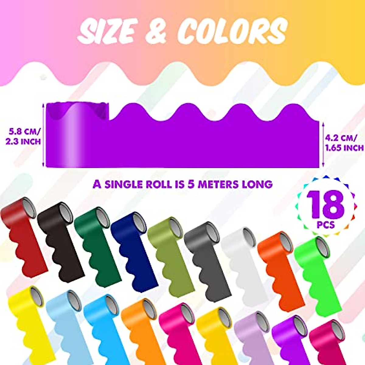 Colorful Scalloped Bulletin Board Borders - 300 Feet
