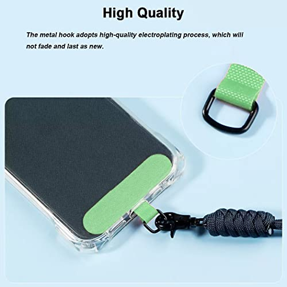 8 Pack Phone Tether Tabs, 8 Colors Universal Cell Phone Lanyard Fabric Canvas Patch Pad Sticker Anti-Lost Attachment Hanging Metal Ring Replacement for Smartphone Mobile Safety Wrist Neck Strap