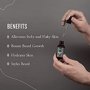 Skiev All-Natural Beard & Skin Oil for Men. Moisturizes, Softens & Promotes Facial Hair Growth- Prevent Itchiness, Ingrown Hair & Flakiness. Lightweight & Quick-Absorption. Cedarwood/Amber Scented w/ Argan & Jojoba Oils - USA Made