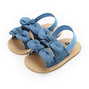 Infant Baby Girls Sandals, Premium Soft Rubber Sole Anti-Slip Summer Toddler Flats First Walkers Shoes Blue