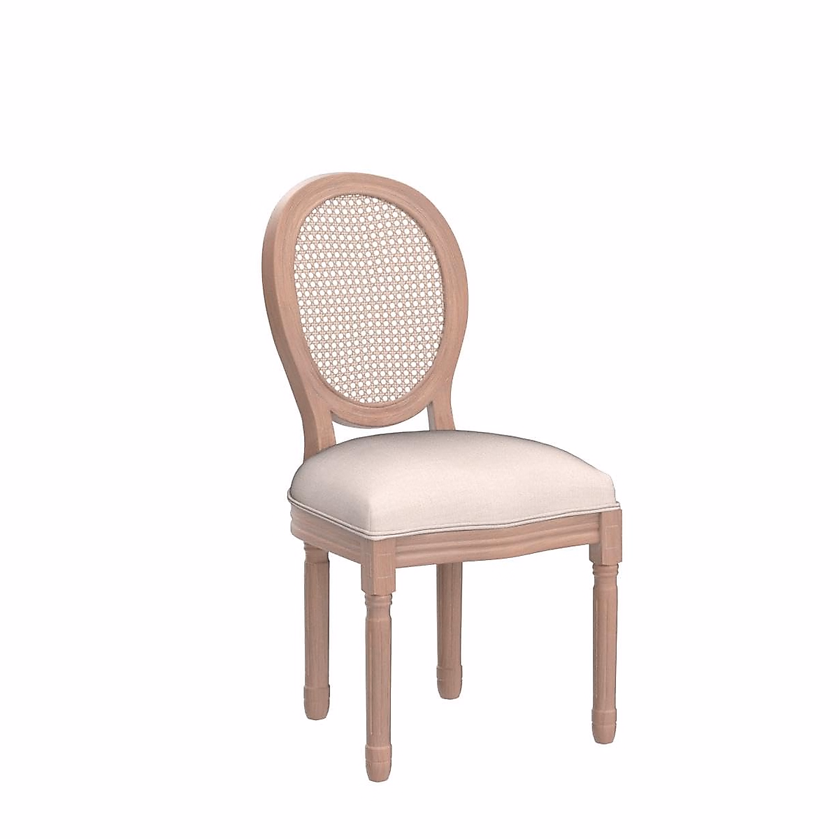 Nrizc French Country Dining Chair Set of 2, Vintage Chic, Upholstered and Carved Wooden Frames, Beige Linen Fabric, Lightweight and Sturdy, Ideal for Dining Room, Kitchen, Living Room, Bedroom