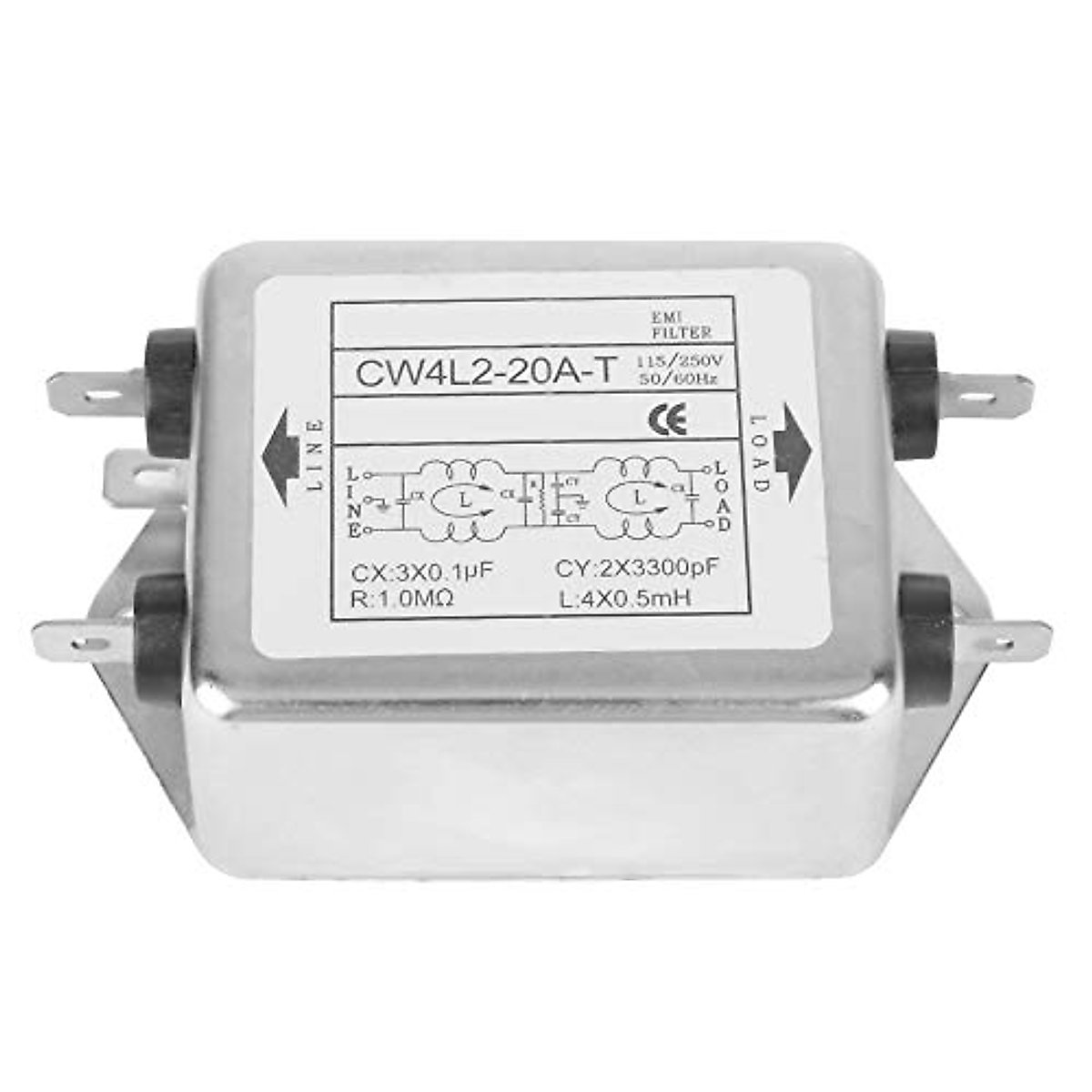 Power EMI Filter 115V/250V 20A 50/60Hz Noise Suppressor AC Power Line EMI Filter Terminal CW4L2-20A-T
