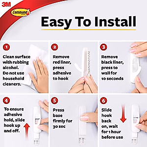 Command Medium Utility Hooks, Damage Free Hanging Wall Hooks with Adhesive Strips, No Tools Wall Hooks for Hanging Christmas Organizers, 2 White Hooks and 4 Command Strips