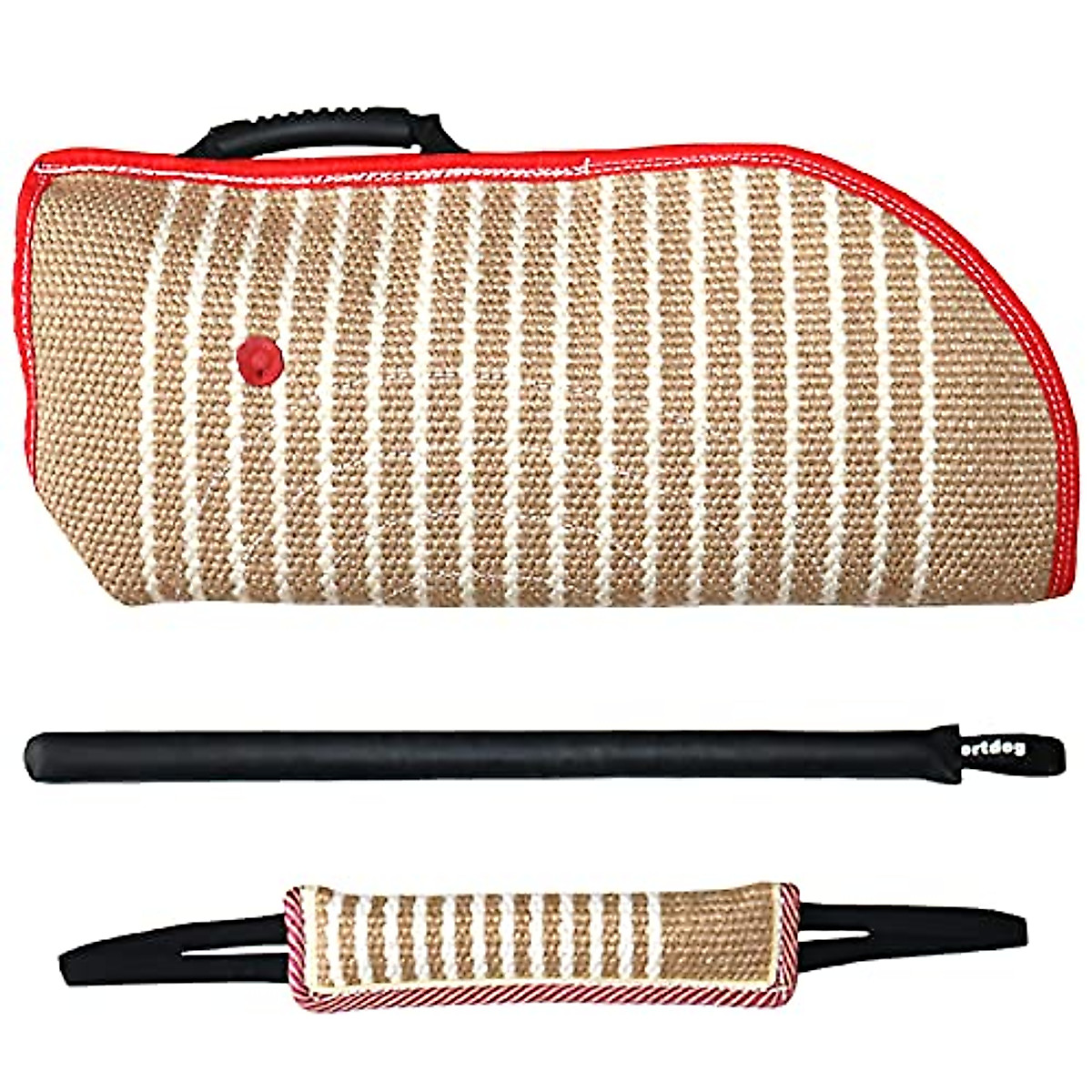 Dog Bite Training Set - Dog Bite Sleeve, Dog Bite Pillow Tug Toy, Dog Training Stick - Professional Training Equipment for Training, Biting, Interactive, Fetch, K9, Puppy (Transverse Stripe)