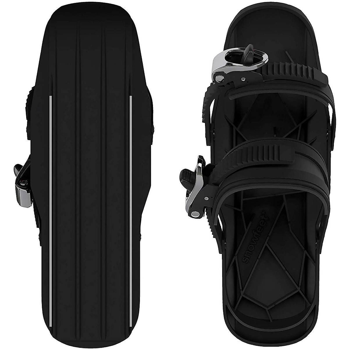 Snowfeet - Mini Short Ski Skates for Snow | Skis for Winter Shoes | Short Snowskates Snowblades Skiboards | The Real Original (Black)