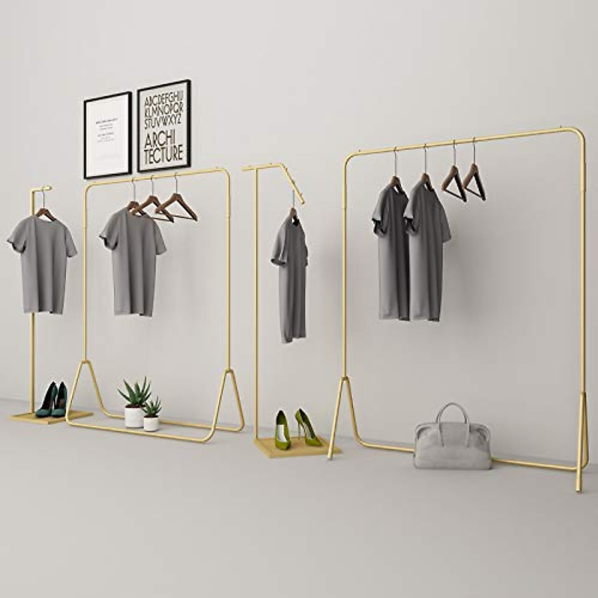 Iron Simple Garment Hanging Display,Floor-Standing Garment Rail,Antirust Fashion/Golden / 150cm