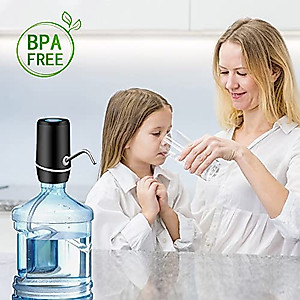 Water Dispenser for 5 Gallon Bottle, Electric Drinking Water Pump Portable Automatic Water Pump for Camping, Kitchen, Home, Office, Car, Fits for Indoor and Outdoor(Black)