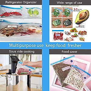 Sous Vide Bags 31Pcs, Reusable BPA Free Vacuum Sealer Bags (8.5 * 8.5in) Vacuum Food Storage Bags for Cooking/Food Storage/Microwave Heating - 24Pcs Vacuum Zipper Bags & 2 Seal Clips & 5 Air Valves