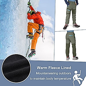 linlon Kids Boy's Snow Waterproof Pants Youth Fleece Lind Hiking Softshell Warm Insulated Ski Trousers 9056-Army Green-L