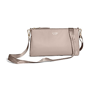 JuJuBe New 3-Piece Pouch Set, Diaper Bag Organizing Pouches, Convertible to Small Purse with Crossbody Strap, Perfect for Travel, Zipper Cosmetic or Makeup Pouch, Large, Medium, and Small, Taupe