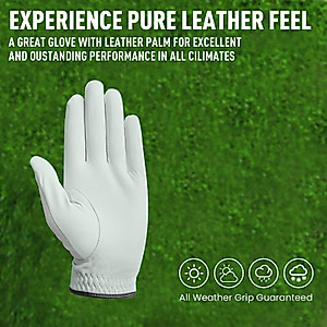 FINGER TEN Golf Gloves Men Left Right Hand Handed Golfer Value Pack (6 Pack, Small, Left)