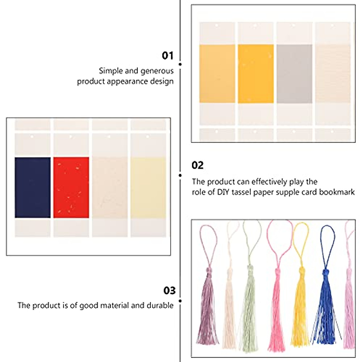 Ciieeo 4 Packs Blank DIY Calligraphy Bookmarks Decorative Bookmarks Tassels Bookmarks Waxed Xuan Paper