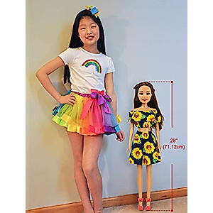 ZITA ELEMENT 3 Sets Fashion 28 Inch Girl Doll Clothes Dress Outfits - Quality Casual Wear Clothes Set, Fashion Sun Flower Off Shoulder Dress and Sequined Flared Pants for 28 Inch Girl Doll Clothing