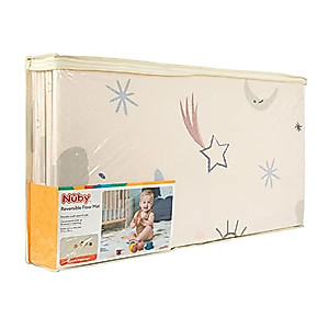 Nuby Reversible Soft Floor Mat, Foldable and Lightweight for Easy Storage and Travel, Rainbow