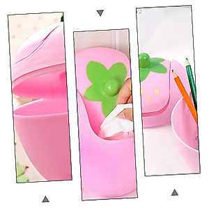 NUOBESTY Office Decor Xxcm Container Car Bins Lid Dustbin Home Lids Mini Brush Use Bin Strawberry Tiny Recycling with for Makeup Tabletop X Room Cans Dispenser Rubbish Baskets Coffee Swing Car Decor