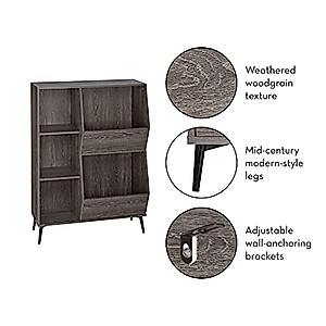RiverRidge Home Woodbury Collection Storage Cabinet with Cubbies and Veggie 2pc Bin-Black, Weathered