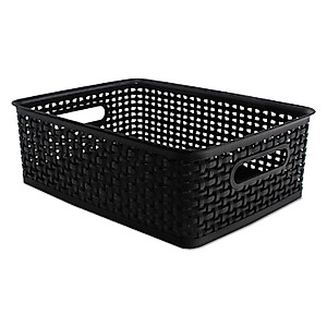 Advantus 40327 Weave Bins, 13 7/8 x 10 1/2 x 4 3/4, Plastic, Black, 2 Bins