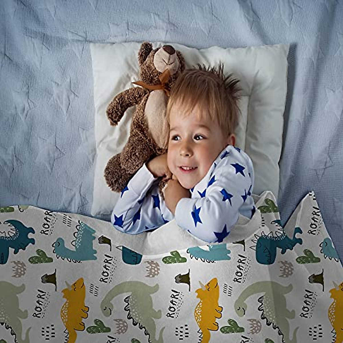 Dinosaur Blanket for Boys Girls, 300 GSM Soft Fleece Kids Blanket, Baby Boy Blanket is Suitable for Toddler Couch , Cute Blanket for Sofa Bedroom Living Room, Dinosaur Gifts for Children, 50"x40"