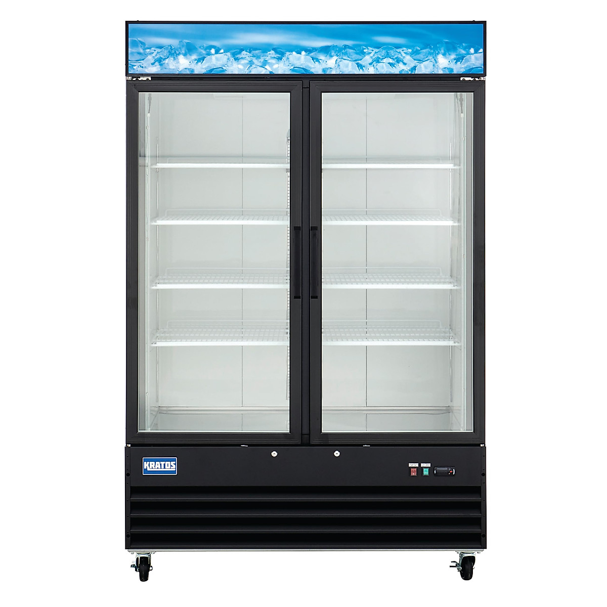 Kratos Commercial Freezer Display Merchandiser - 2 Self Closing Swing Doors, 53"W, Black (67K-210)