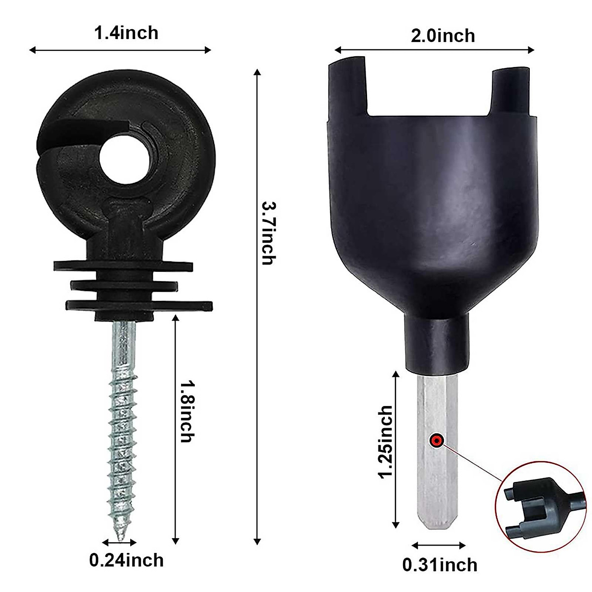 100 pcs Electric Fence Insulators Screw, Electric Fence Posts, Electric Fencing Posts for Wood Post Sun Protection & Rainproof, Screw in Ring Insulators