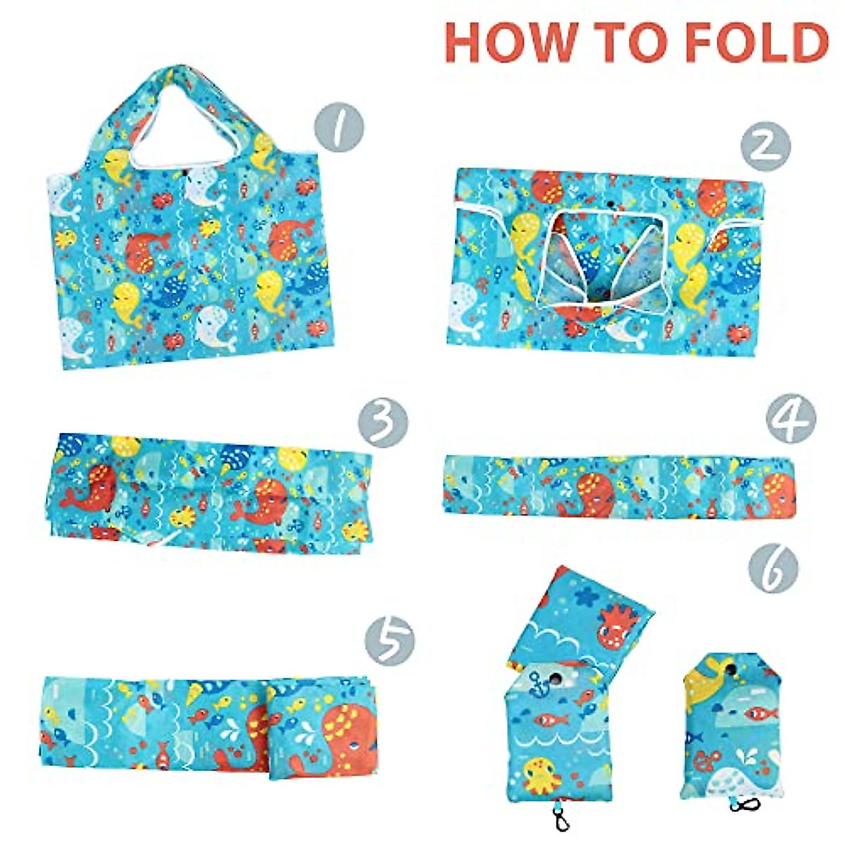 LotFancy Reusable Grocery Bags, 1 Extra-Large XL+1 Large Foldable Shopping Bags with Attached Pouch, Waterproof Nylon Grocery Bags, Machine Washable and Eco-Friendly